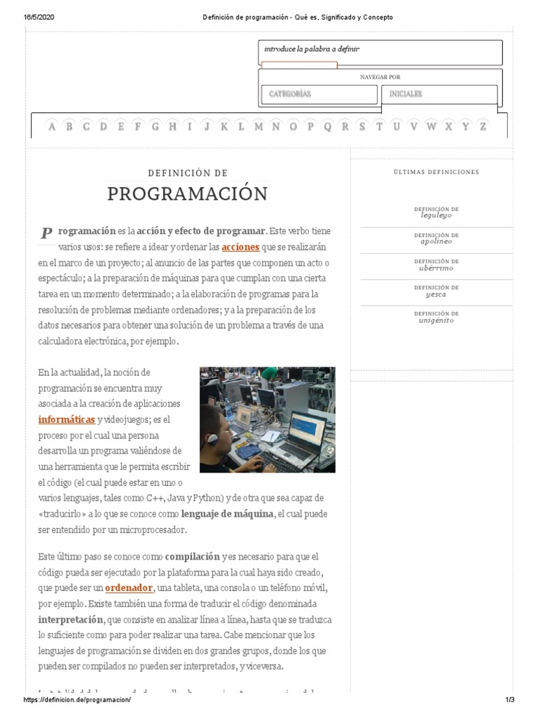 Definición de Programación - Qué Es, Significado y Concepto | PDF ...
