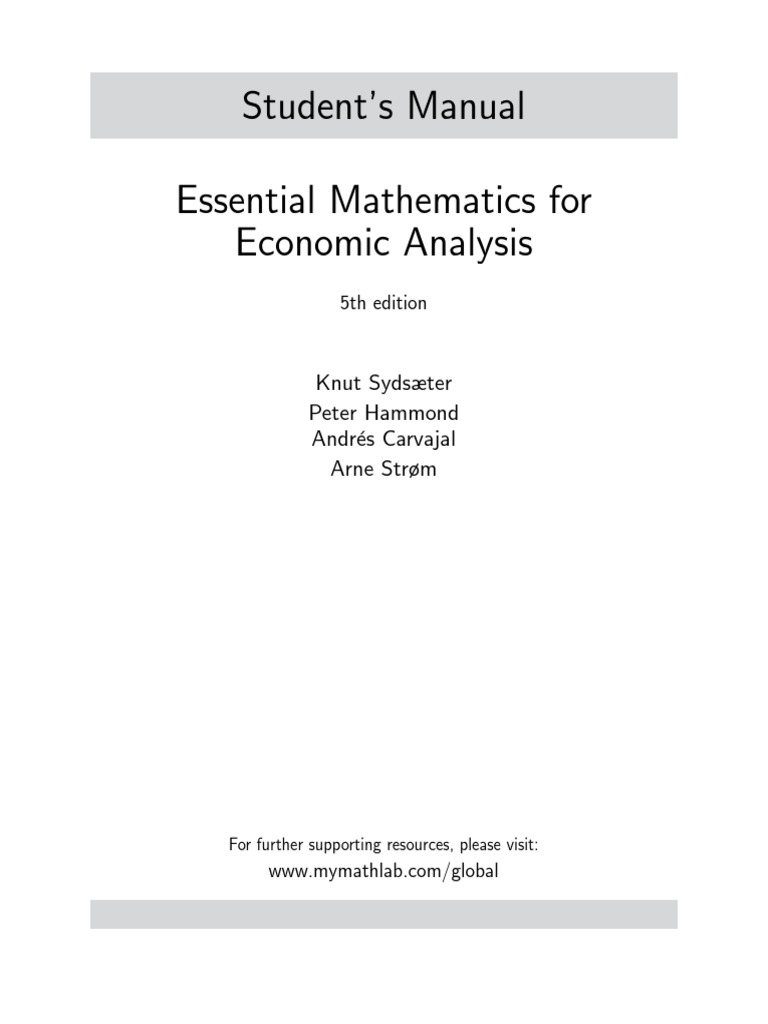 Student's Manual Essential Mathematics For Economic Analysis | PDF ...