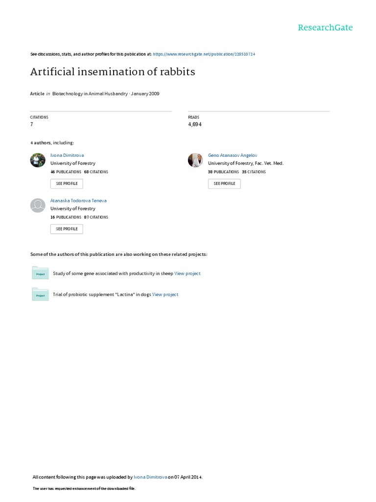 Rabbit Artificial Insemination Study | PDF | Pregnancy | Fertility