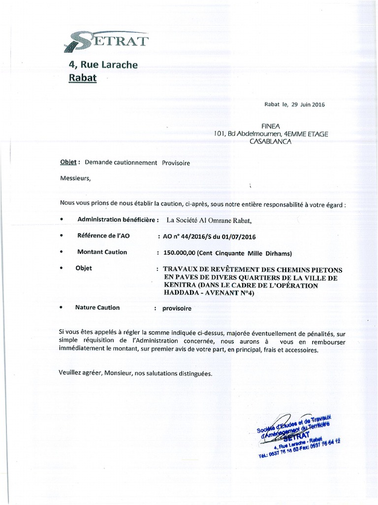 Demande Caution Provisoire | PDF