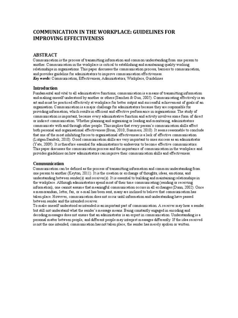 Communication in The Workplace | PDF | Nonverbal Communication ...