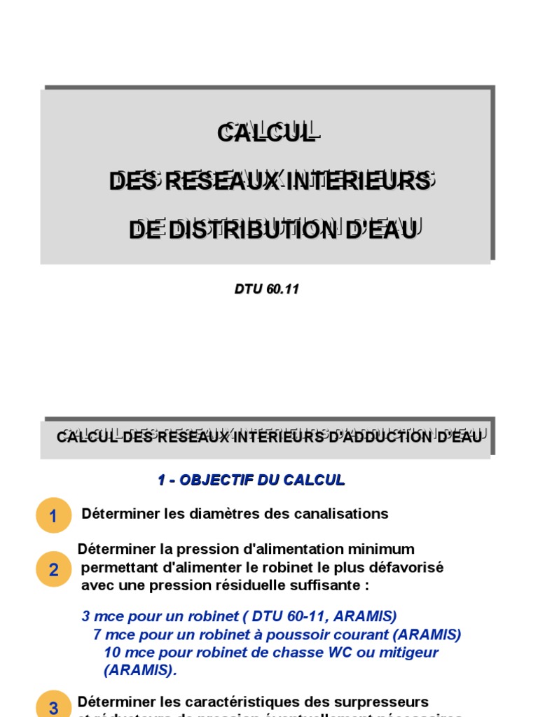 Calcul Des Reseaux Interieurs | PDF | Robinet (plomberie) | Plomberie