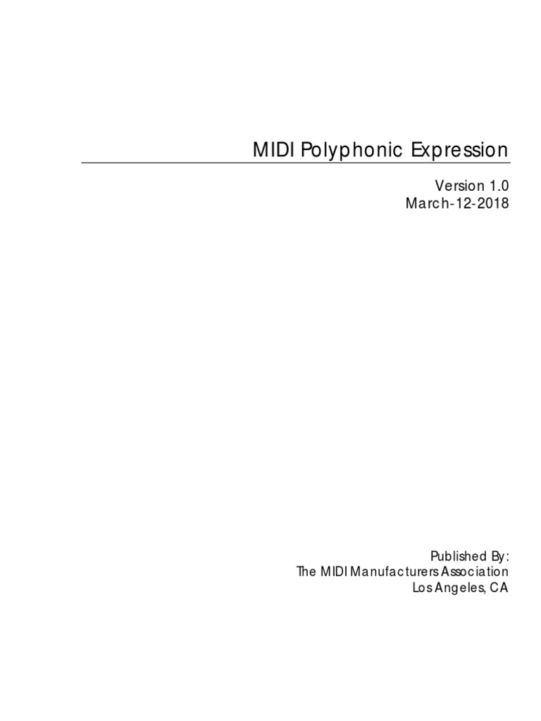 MIDI Polyphonic Expression: March-12-2018 | PDF | Synthesizer | Music ...