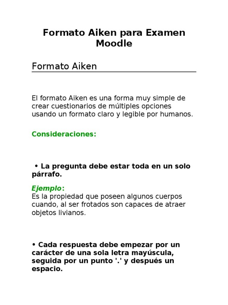 Formato Aiken para Examen Moodle | PDF | Carga eléctrica | Naturaleza