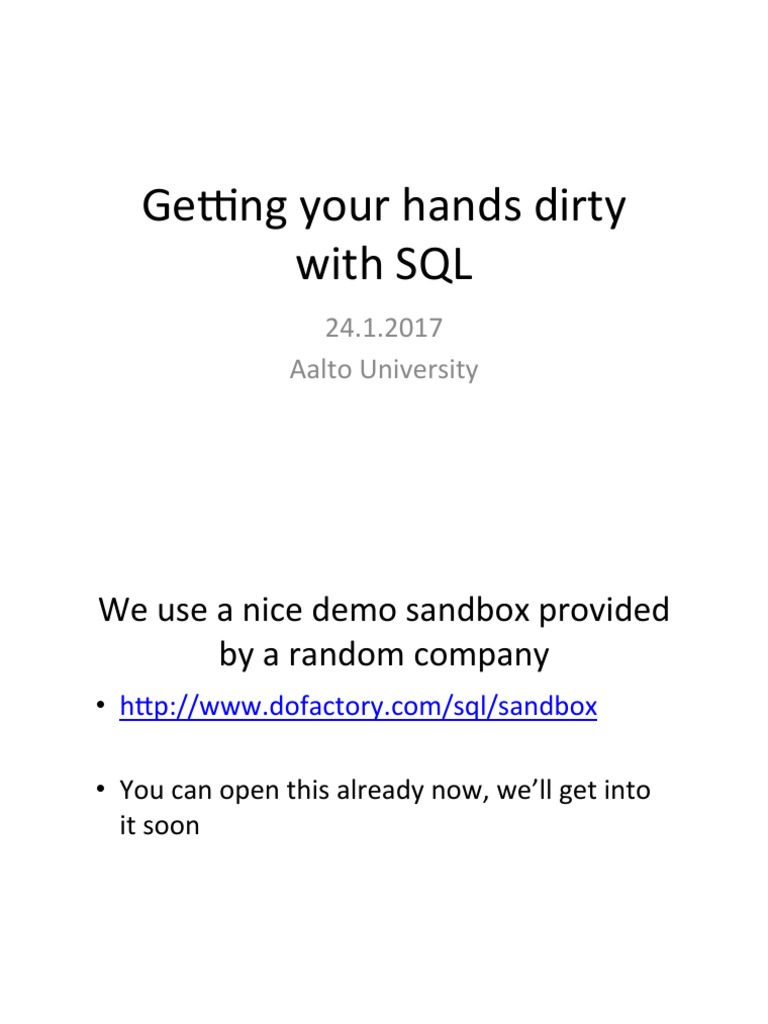 2017-01 SQL Tutorial | PDF | No Sql | Sql
