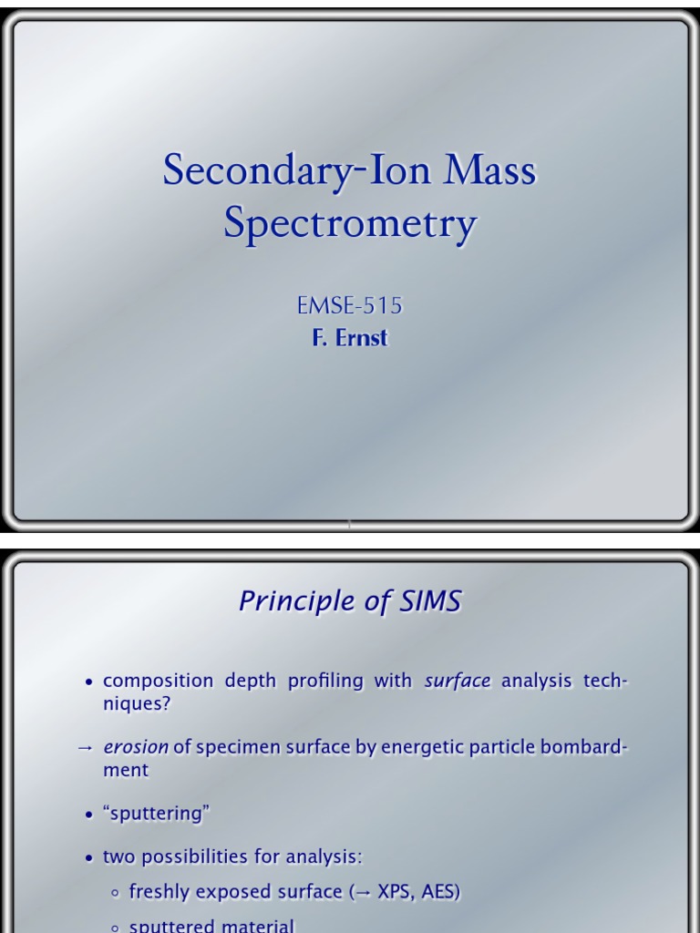 17 SIMS 01 Intro PDF | PDF | Sputtering | Mass Spectrometry