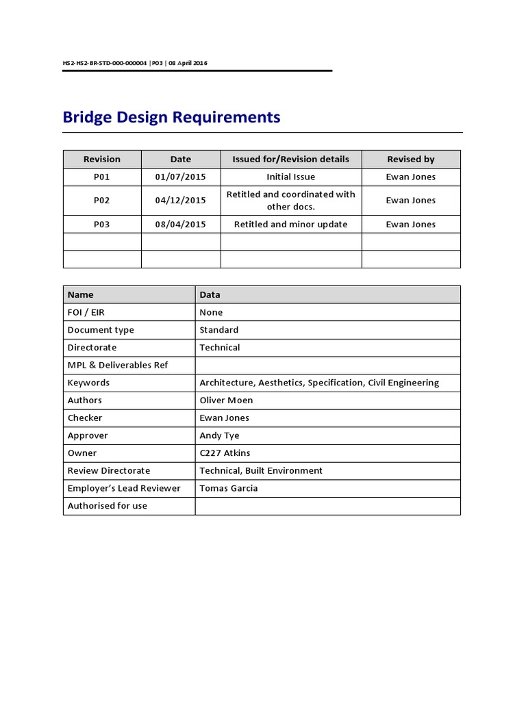 Bridge Design Requirements Document | PDF | Design | Engineering