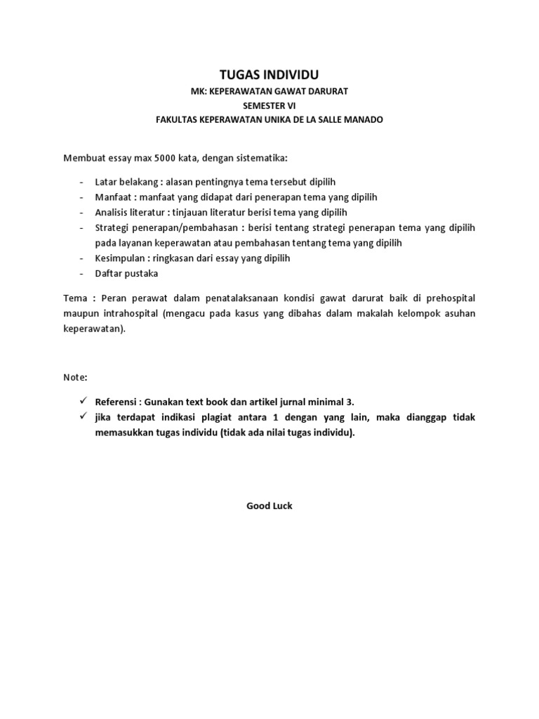 Sistematika Penulisan Essay | PDF