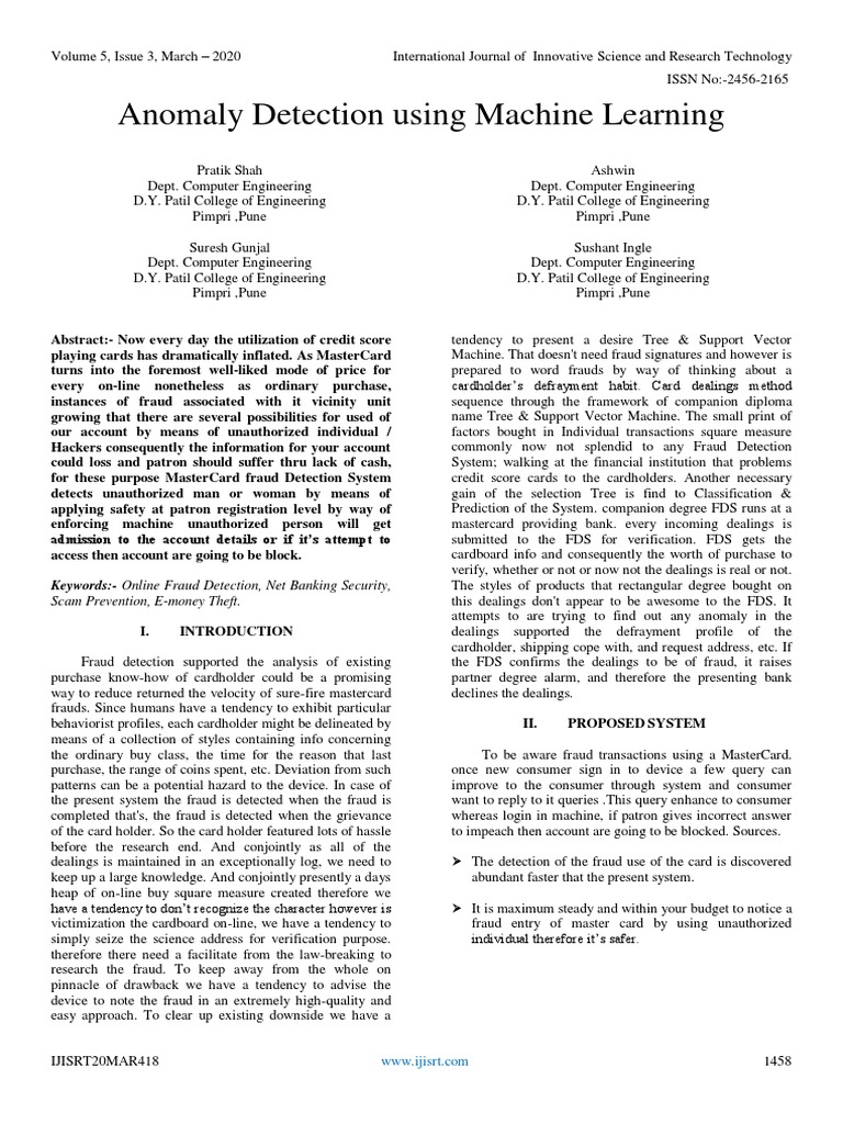 Anomaly Detection Using Machine Learning | Download Free PDF | Fraud ...