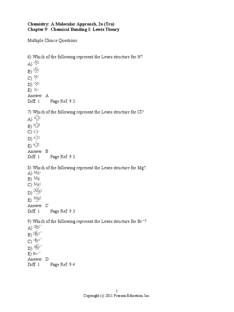 Practice Problems For Chp9 | PDF | Chemical Bond | Physical Chemistry