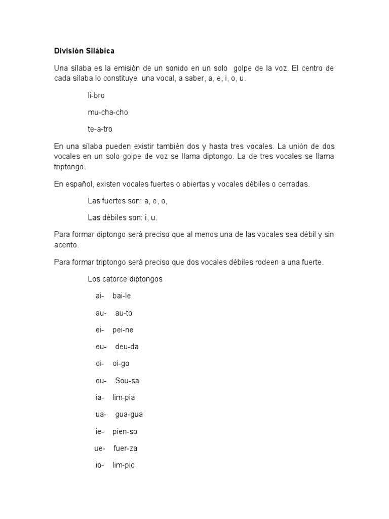 División Silábica - CM | PDF | Sílaba | Vocal