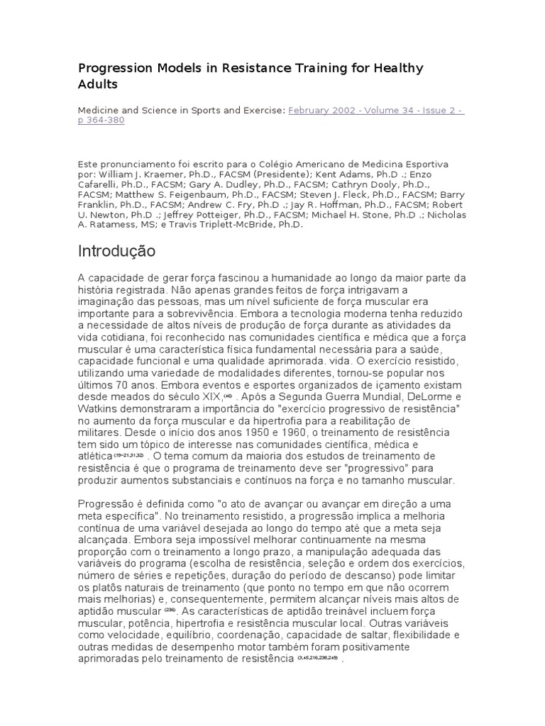 ACSM 2002 - Progression Models in Resistance Training For Healthy ...