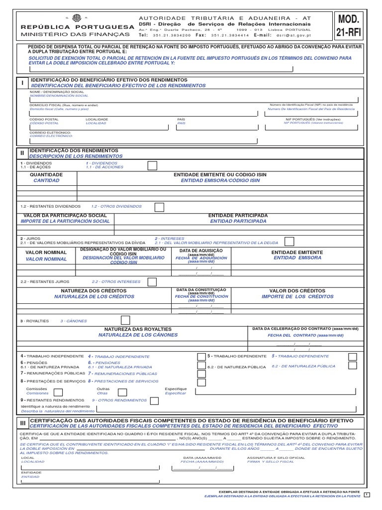RFI-21 Es PDF | PDF | Portugal | Impuestos