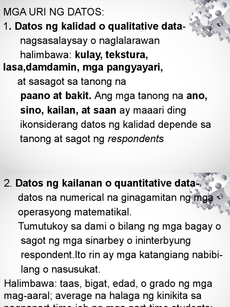 Mga Uri NG Datos | PDF