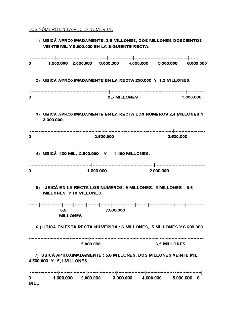 Los Número en La Recta Numérica PDF | PDF