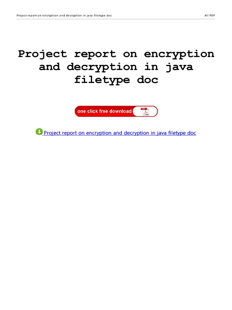 Project Report On Encryption and Decryption in Java Filetype | PDF | Cryptography | Java ...