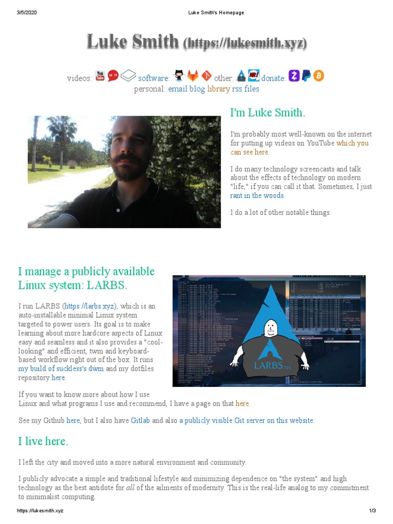 Luke Smith's Homepage | PDF | Linux | Internet