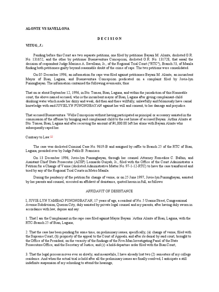 Alonte VS Savellona Cases | PDF | Trials | Prosecutor