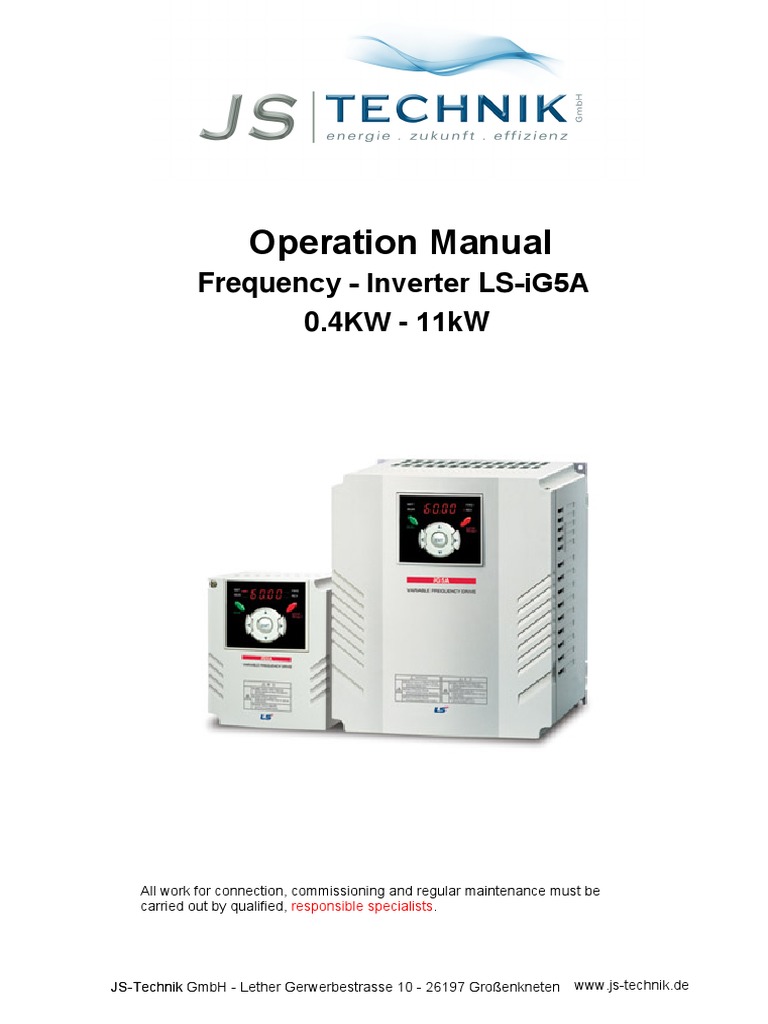 JS iG5A Manual English Frequency Converter Inverter VFD S | PDF | Power Inverter | Electric Motor