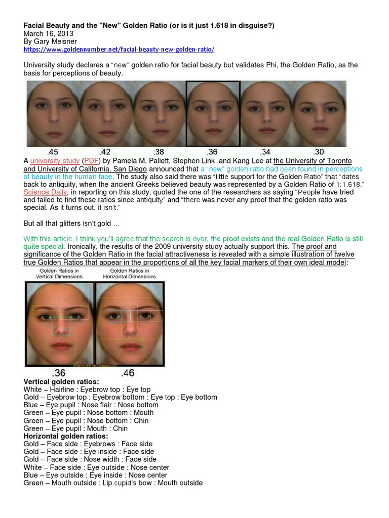 Facial Beauty and The Golden Ratio | PDF | Ratio | Length