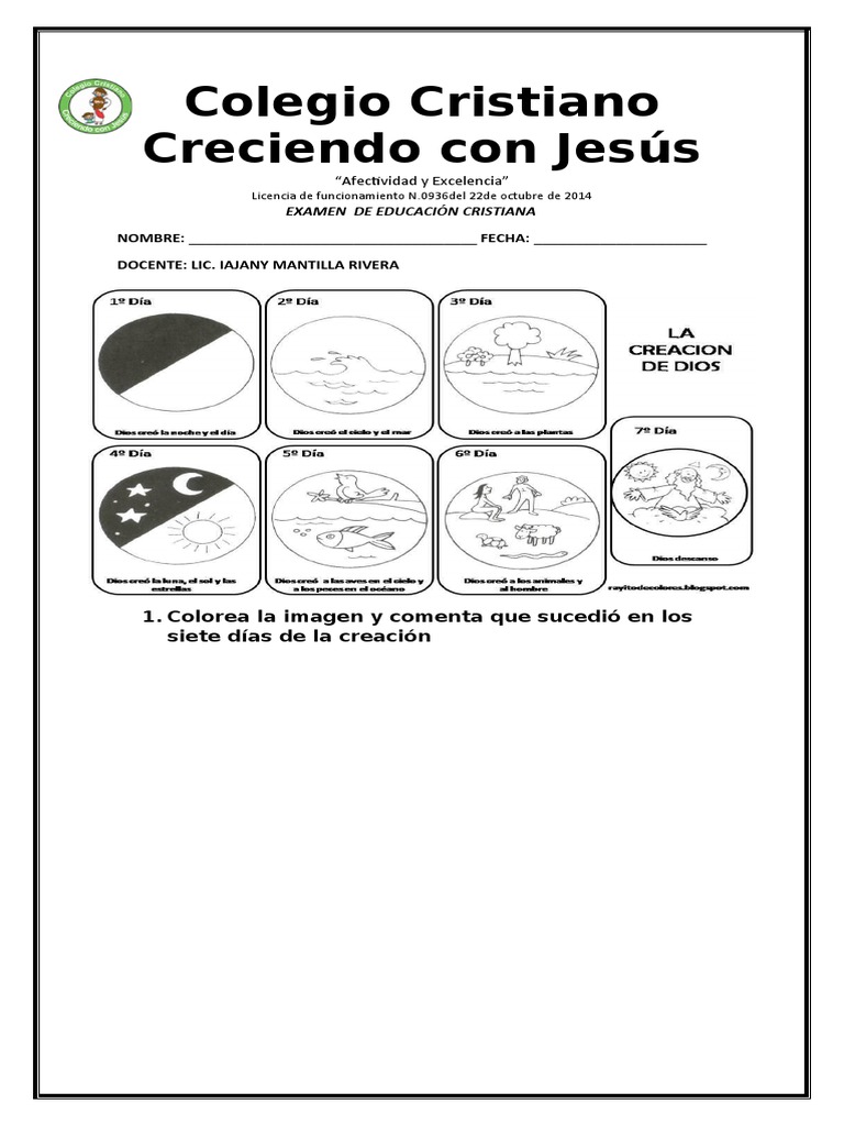 Examen de Educación Cristiana 1° Periodo | PDF