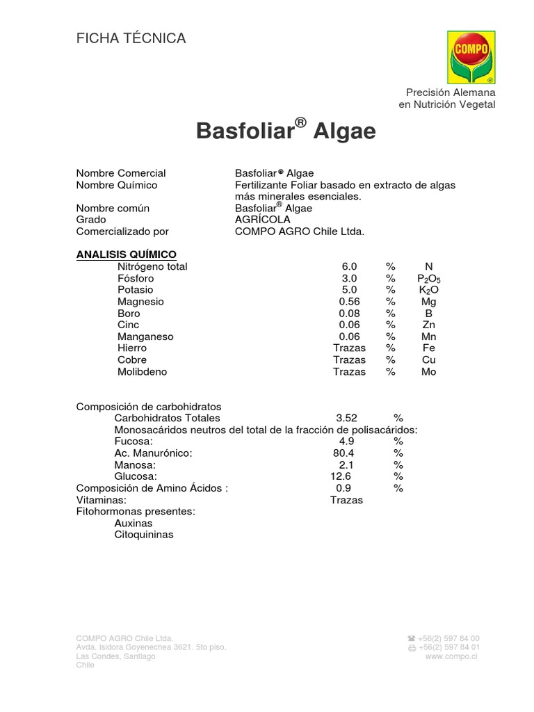 Ficha Técnica Basfoliar Algae | PDF | Plantas | Organismos
