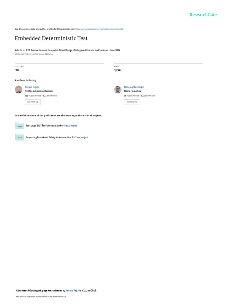 Embedded Deterministic Test: IEEE Transactions On Computer-Aided Design ...