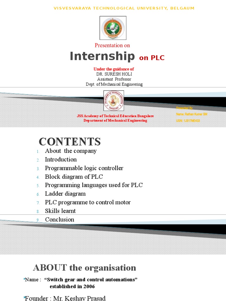 Internship: On PLC | PDF | Programmable Logic Controller | Automation