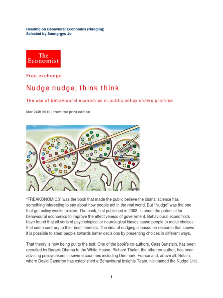 Nudge Nudge - Think Think | PDF | Behavioral Economics | Public Sphere