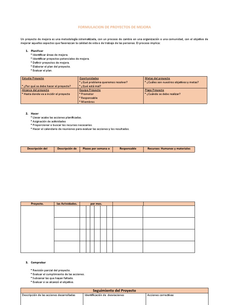 Formato Proyecto de Mejora | PDF
