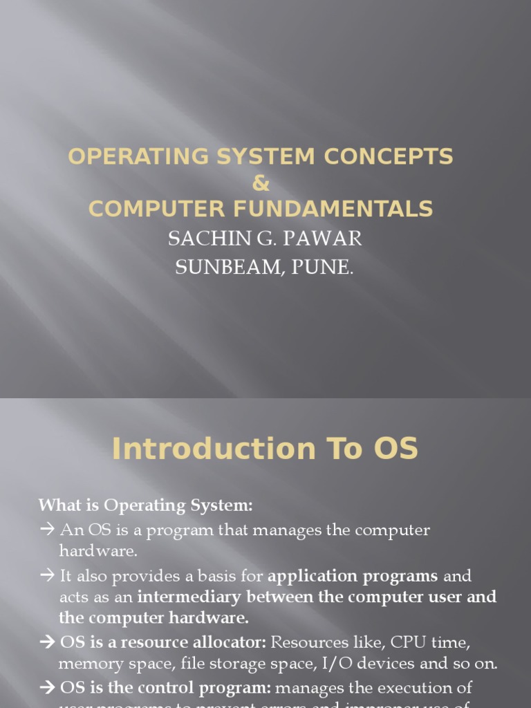 Operating System Concepts & Computer Fundamentals: Sachin G. Pawar ...
