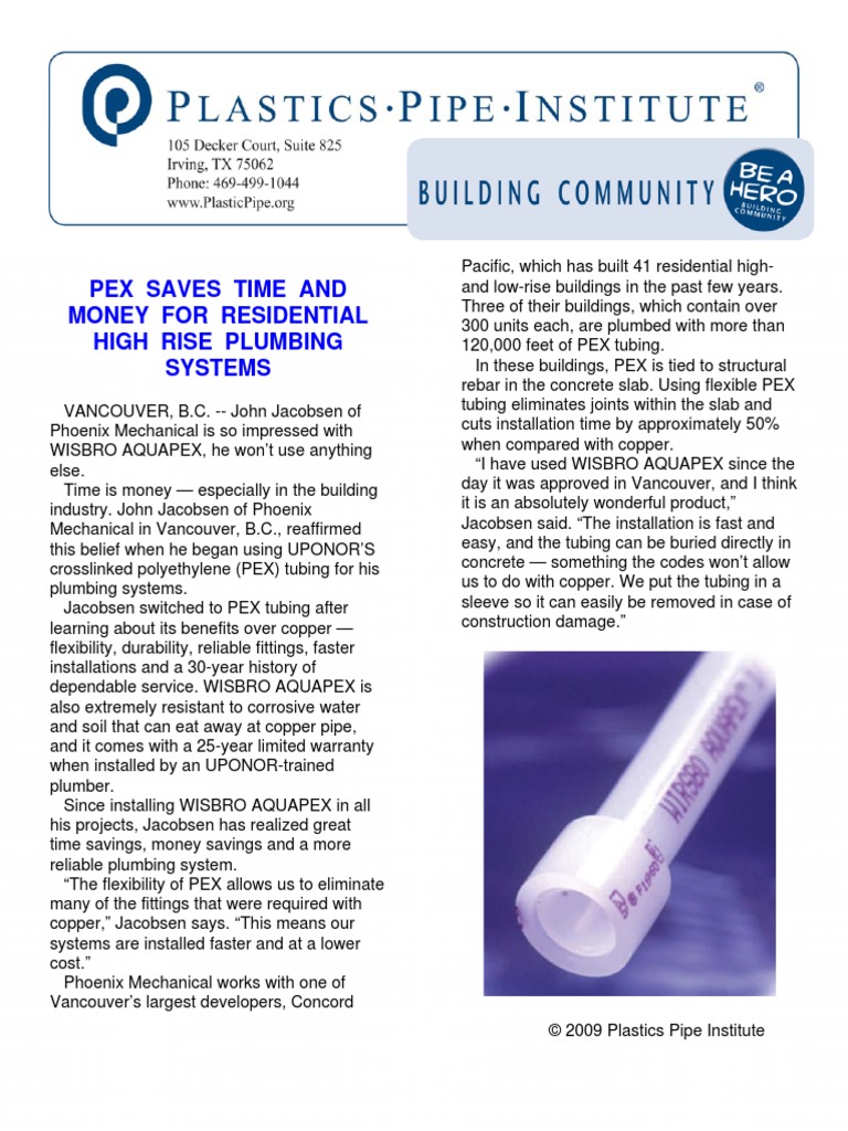 Pex Saves Time and Money For Residential High Rise Plumbing Systems ...