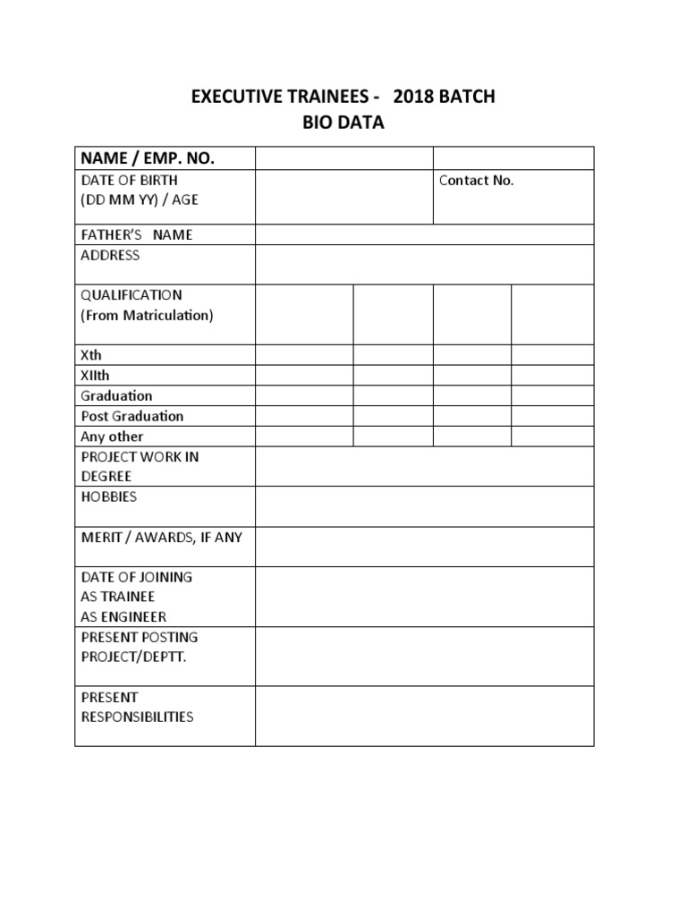Biodata Format | PDF