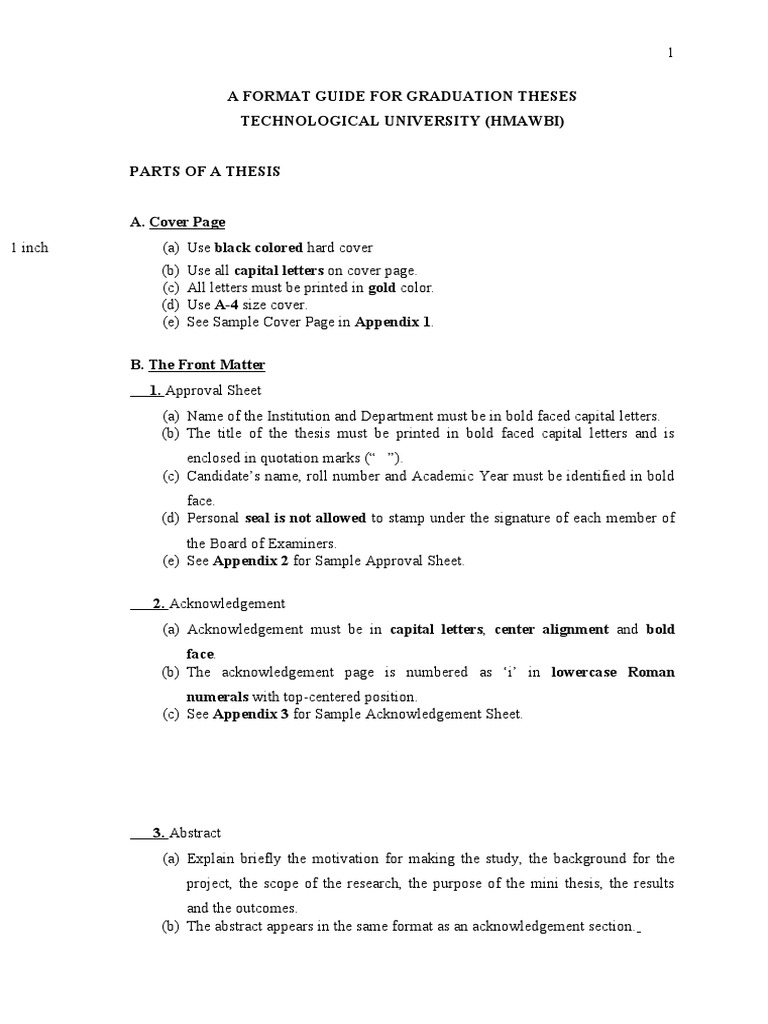 A Format Guide For Graduation Theses Technological University (Hmawbi ...