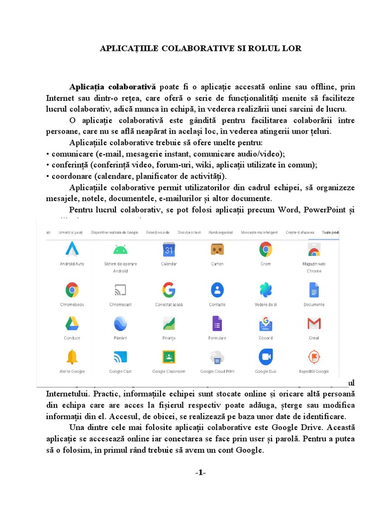 Aplicaţiile Colaborative Si Rolul Lor | PDF