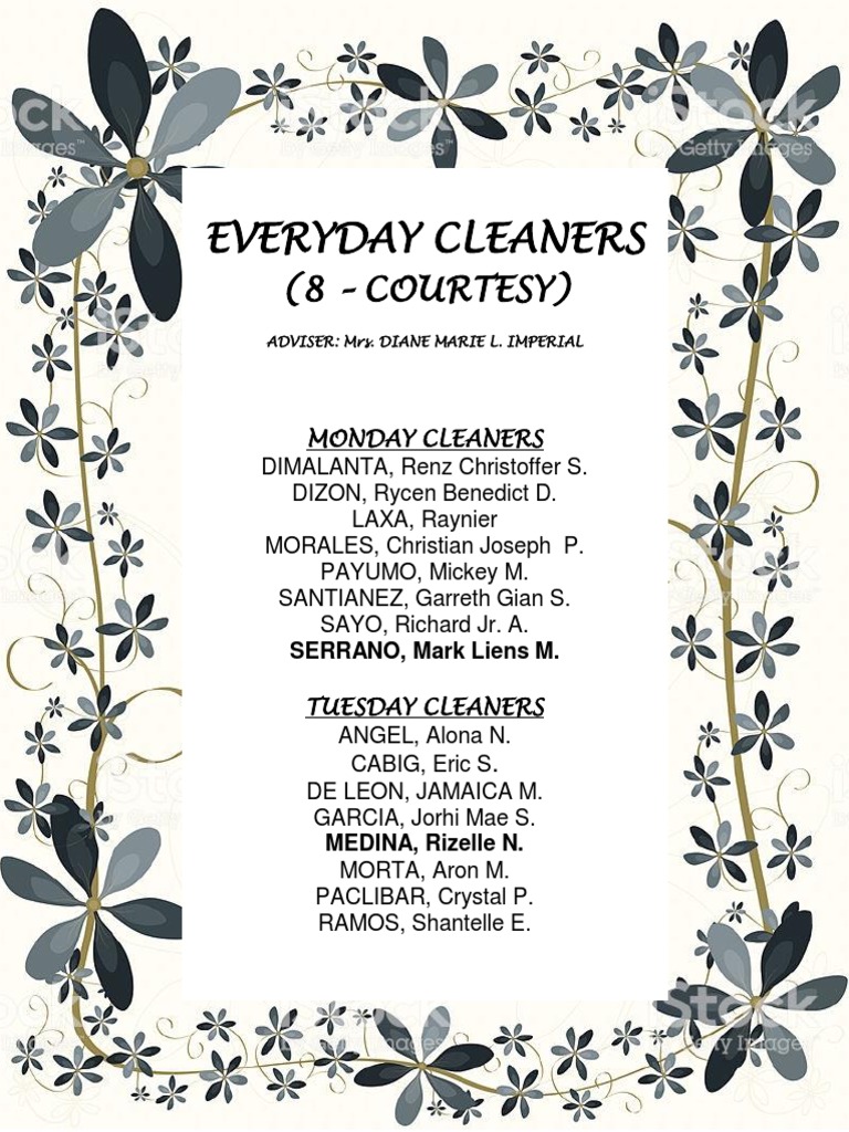 Everyday Cleaners: (8 - Courtesy) | PDF