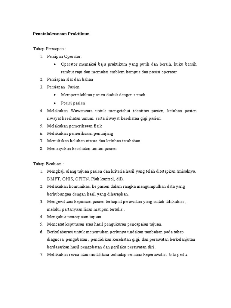 Pelaksanaan Praktikum (Persiapan Dan Evaluasi) | PDF