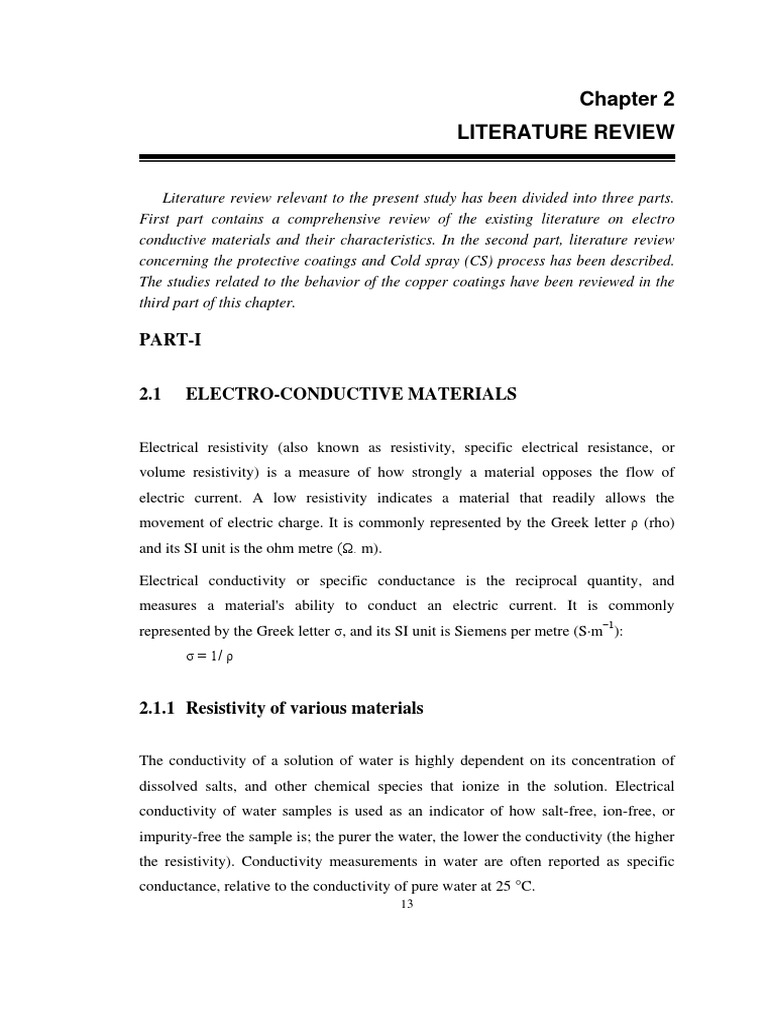 Literature Review | PDF | Electrical Resistivity And Conductivity | Gases