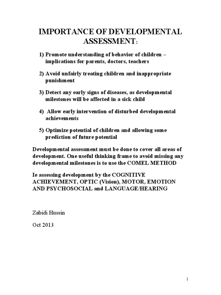 Developmental Assessment | PDF | Childhood | Human Development