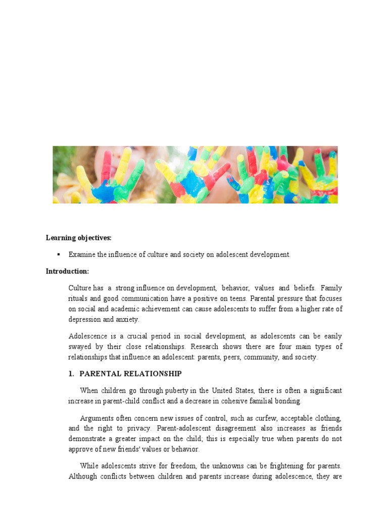 Cultural and Societal Influences On Adolescent Development and Normal ...