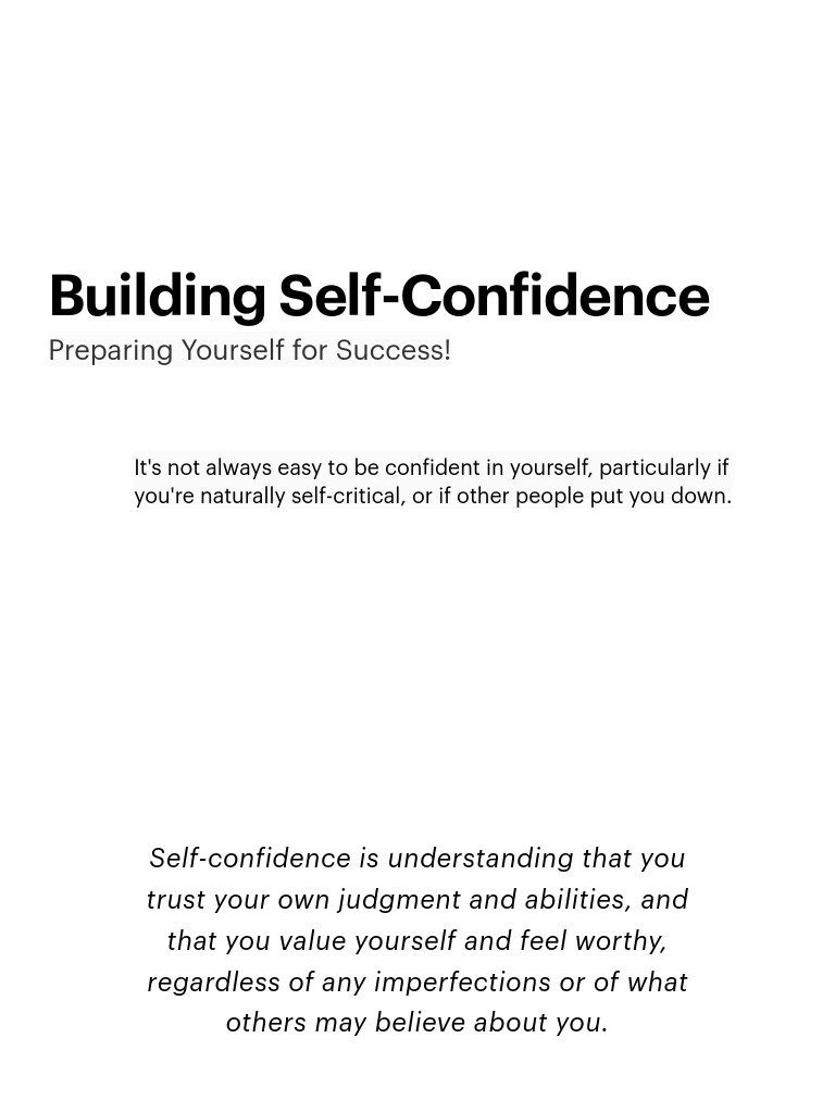 Building Self Confidence | PDF