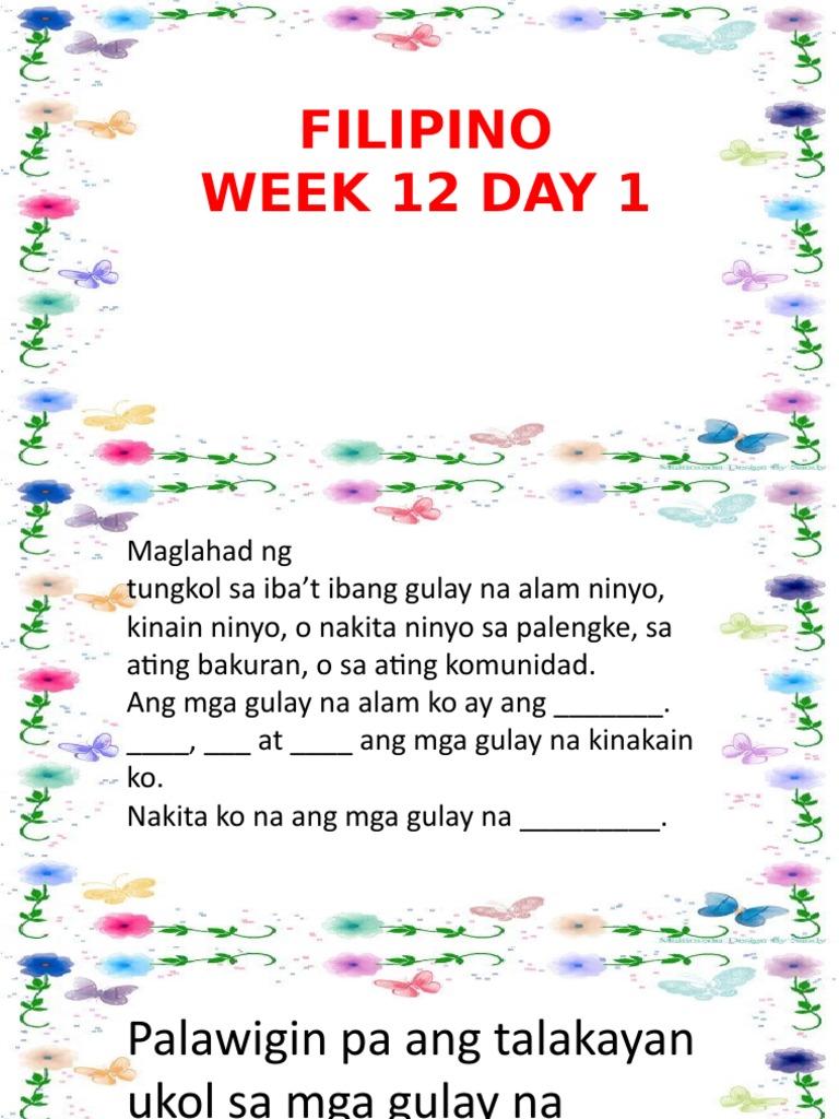 Week 12 Filipino Day 1 5 | PDF