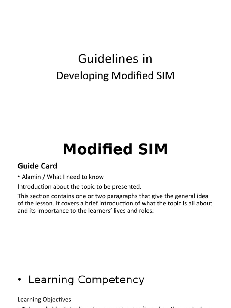 Guidelines in Developing Modified SIM | PDF | Educational Assessment ...