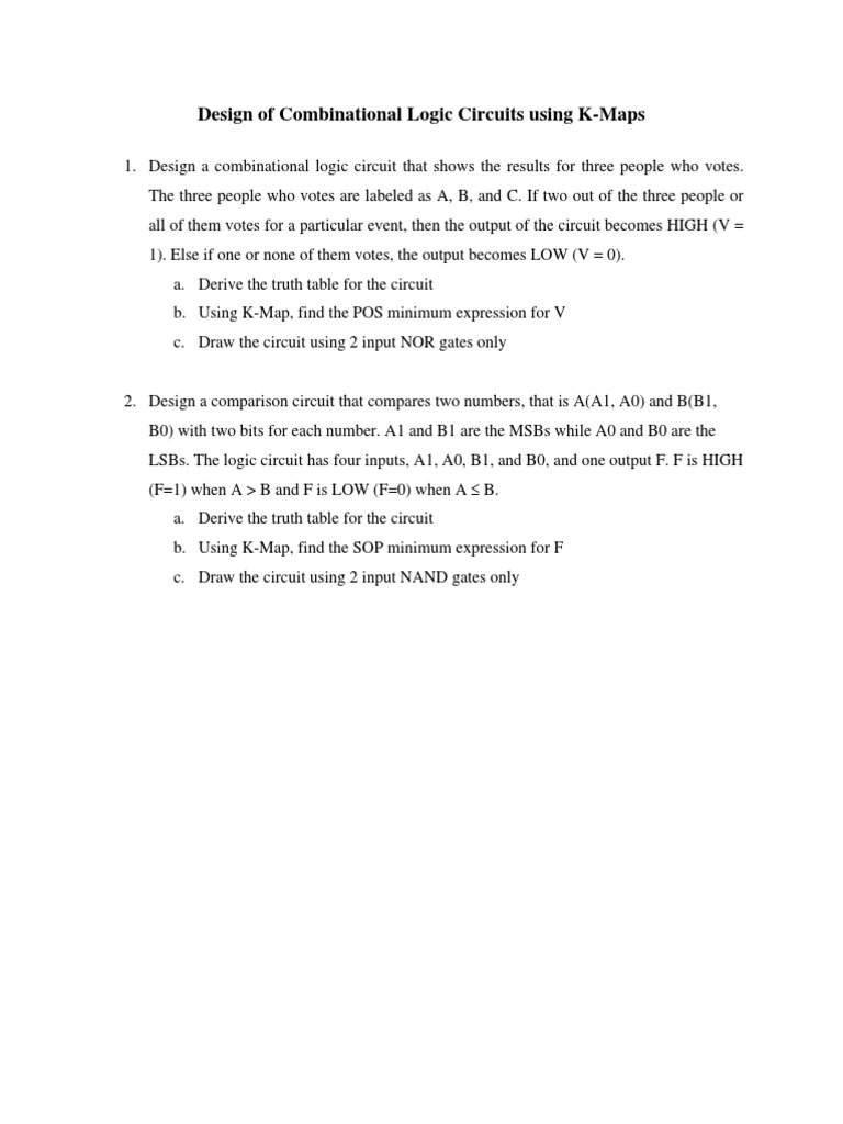Design of Combinational Logic Circuits Using K-Maps | PDF | Science ...
