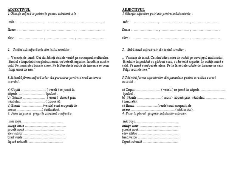0 Adjectivul Fisa | PDF
