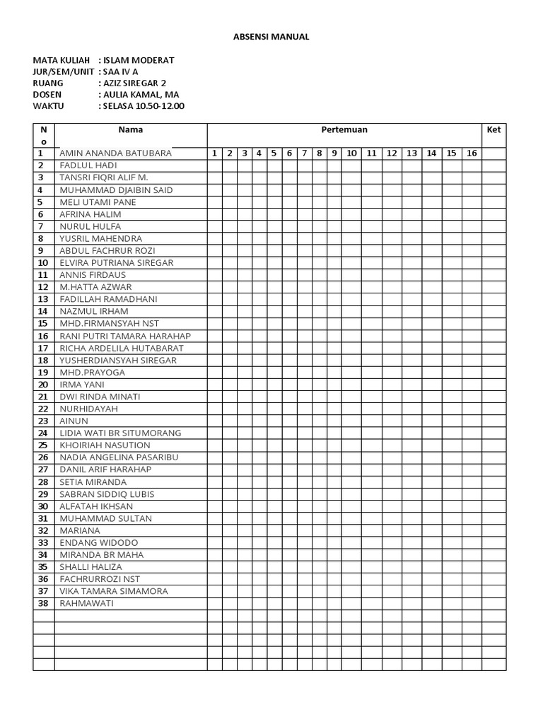 Absensi Manual | PDF