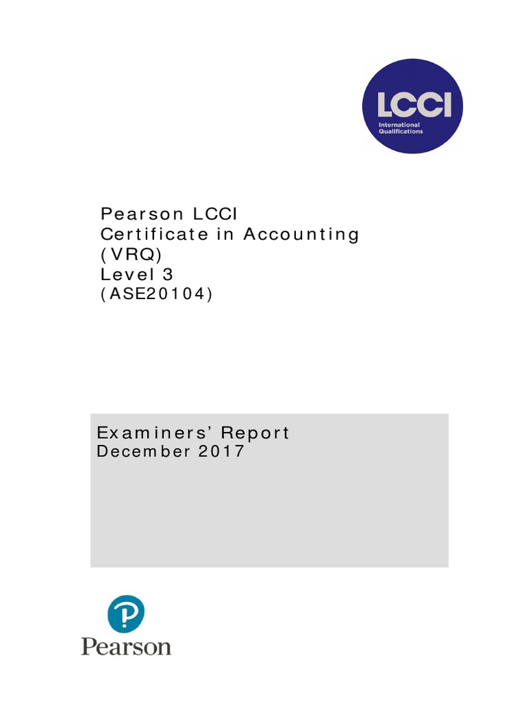 Pearson LCCI Certificate in Accounting (VRQ) Level 3 | PDF | Debits And ...