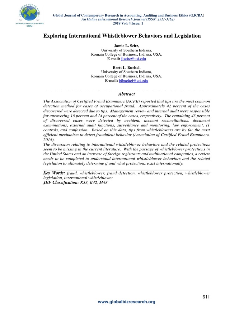 International Whistle Blower Policy - Research Paper - BECG - IV Sem ...