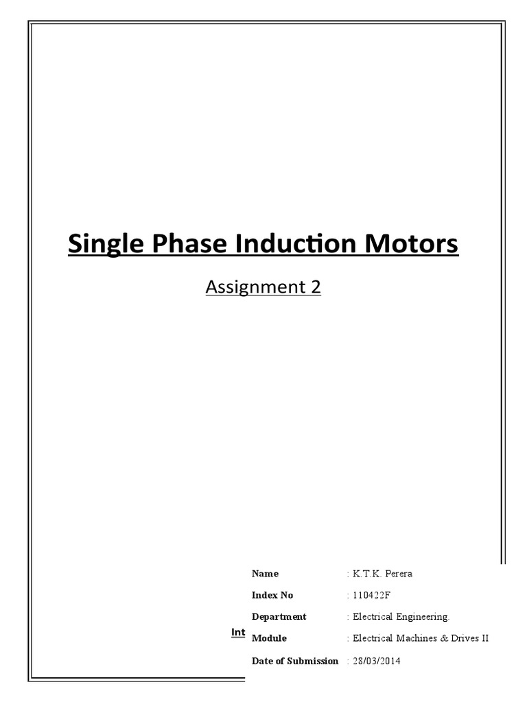 Single Phase Induction Motors | PDF | Electric Motor | Electromagnetic ...
