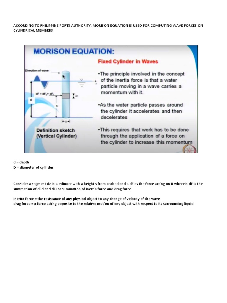 Application of Morison Equation for Computing Wave Forces on ...